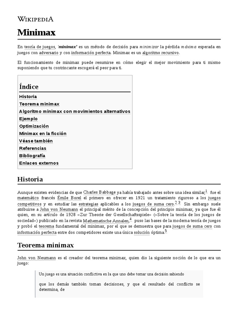 Minimax | PDF | Teoría de juego | Economía de la incertidumbre