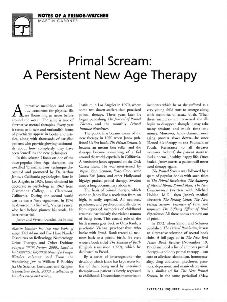 Primal Scream: A Persistent New Age Therapy: Notes of A Fringe-Watcher ...