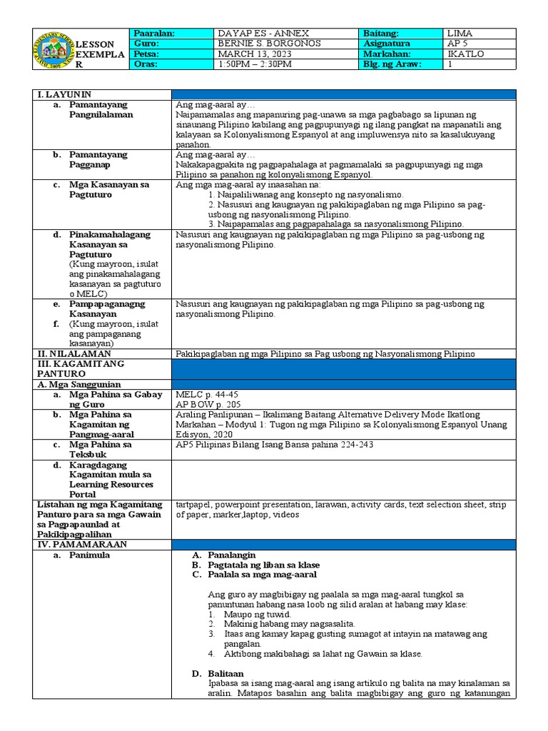Le Co Ap5 Q3 W5 | PDF