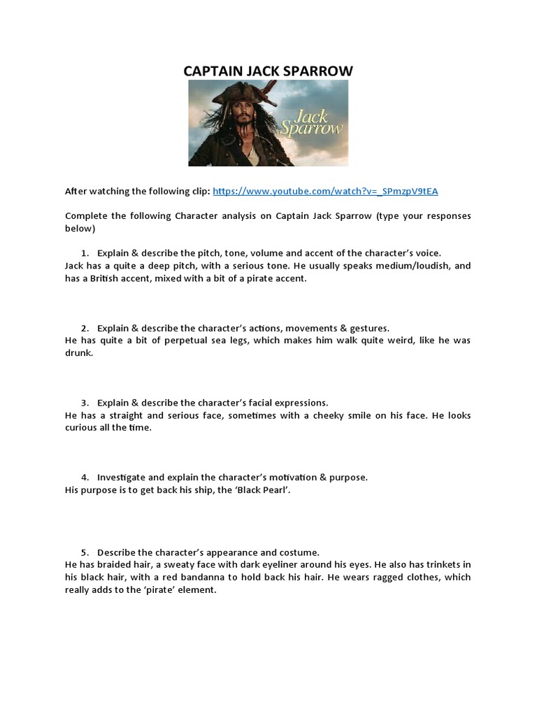 CAPTAIN JACK SPARROW Worksheet | PDF