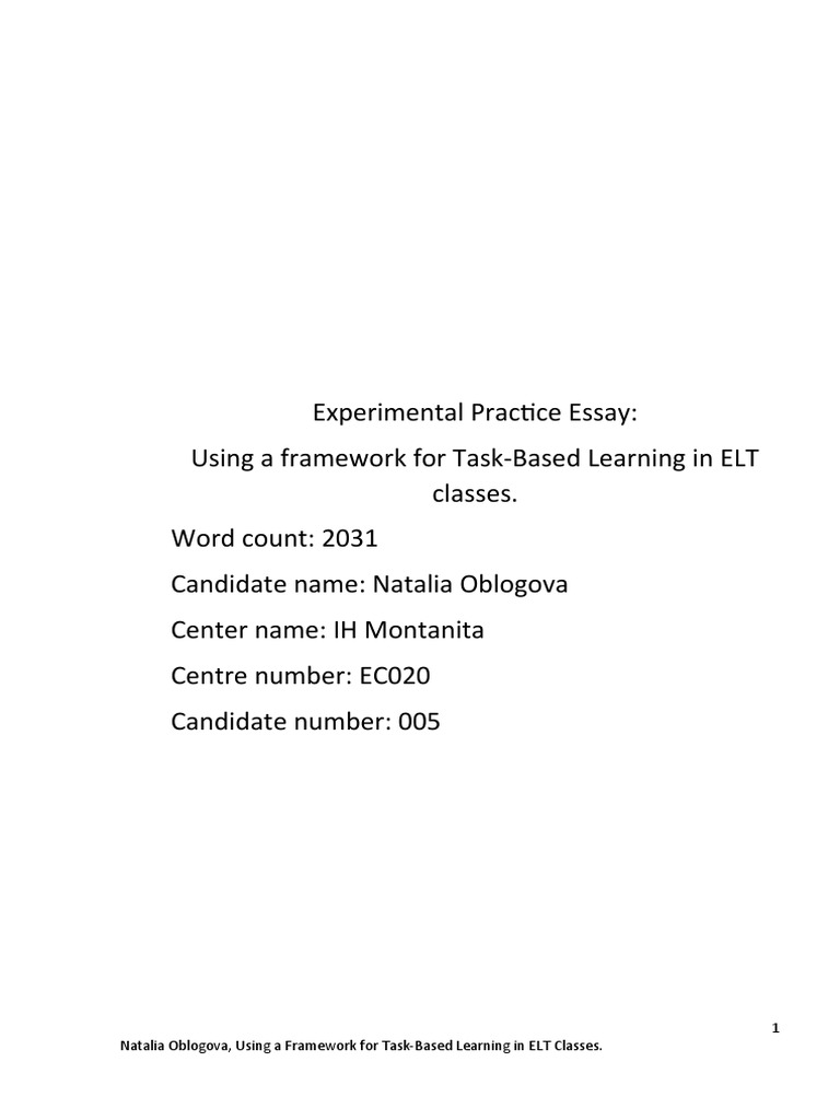 Task-Based Learning Framework in ELT | PDF | Cognitive Psychology | Cognition