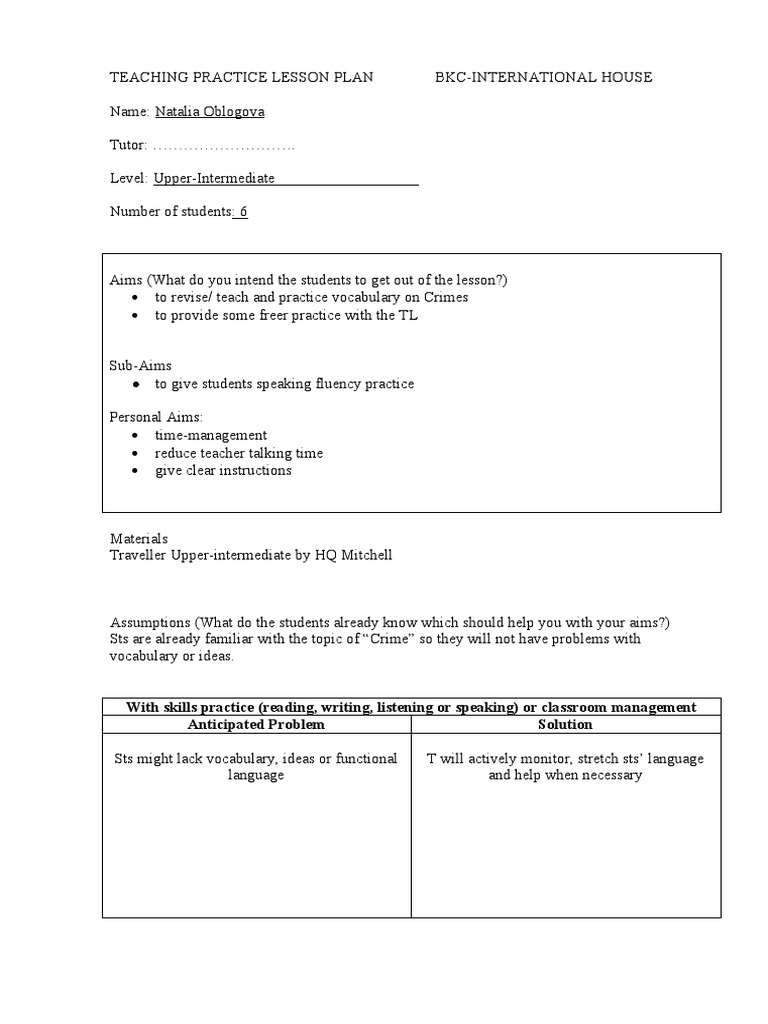 Lesson Plan | PDF | Human Communication | Behavior Modification
