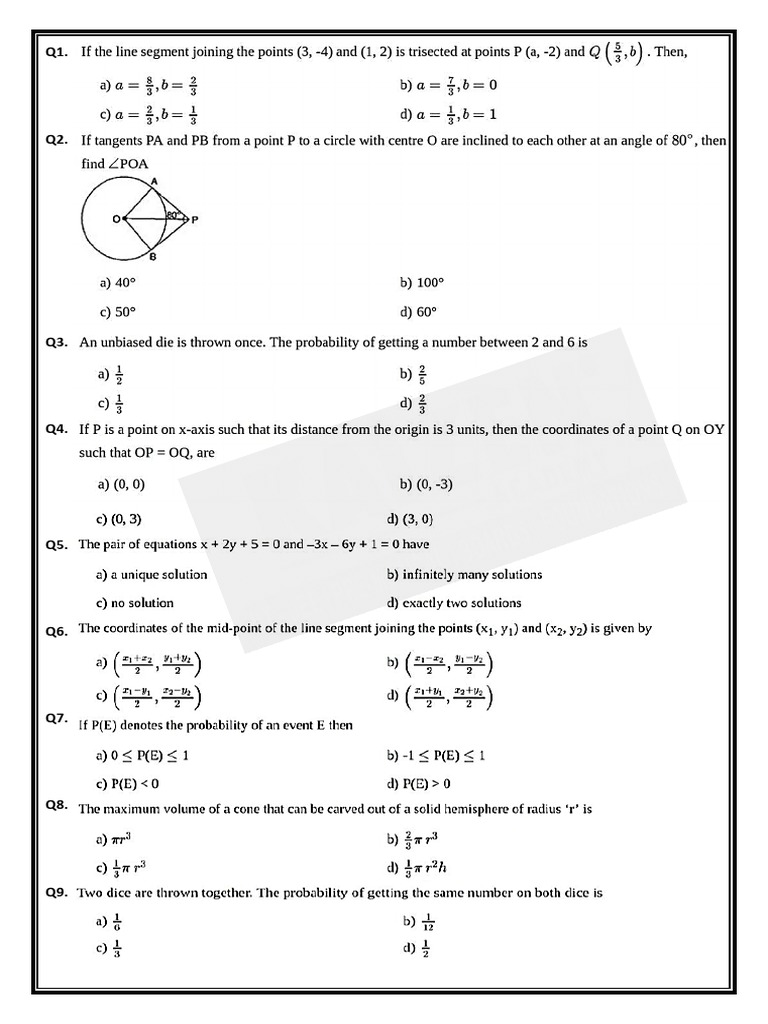 Math Important Questions Maths Class X PDF | PDF