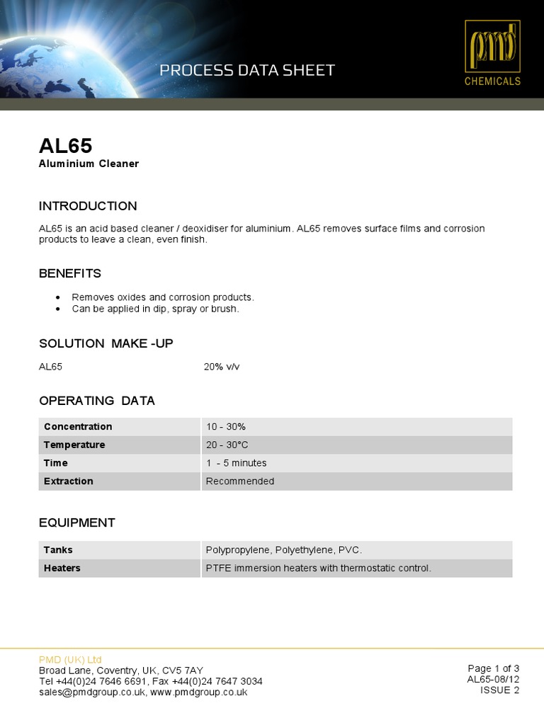 AL65 Aluminium Cleaner Overview | PDF | Sodium Hydroxide | Corrosion