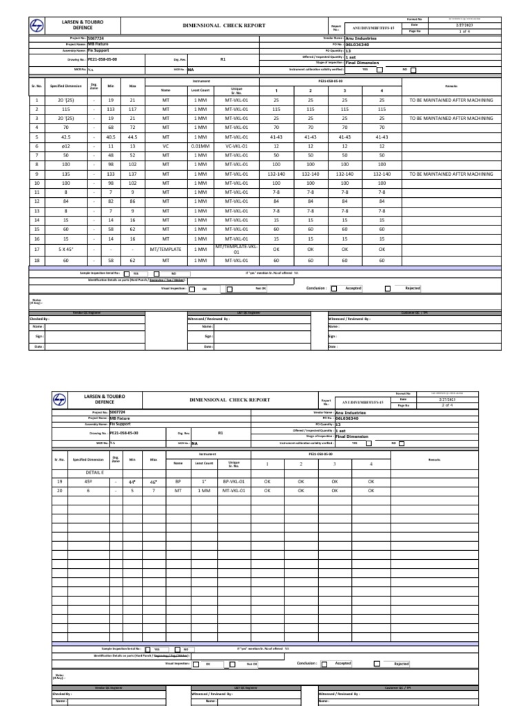 Dimensional Check for Fix Support Assembly | PDF | Business Process