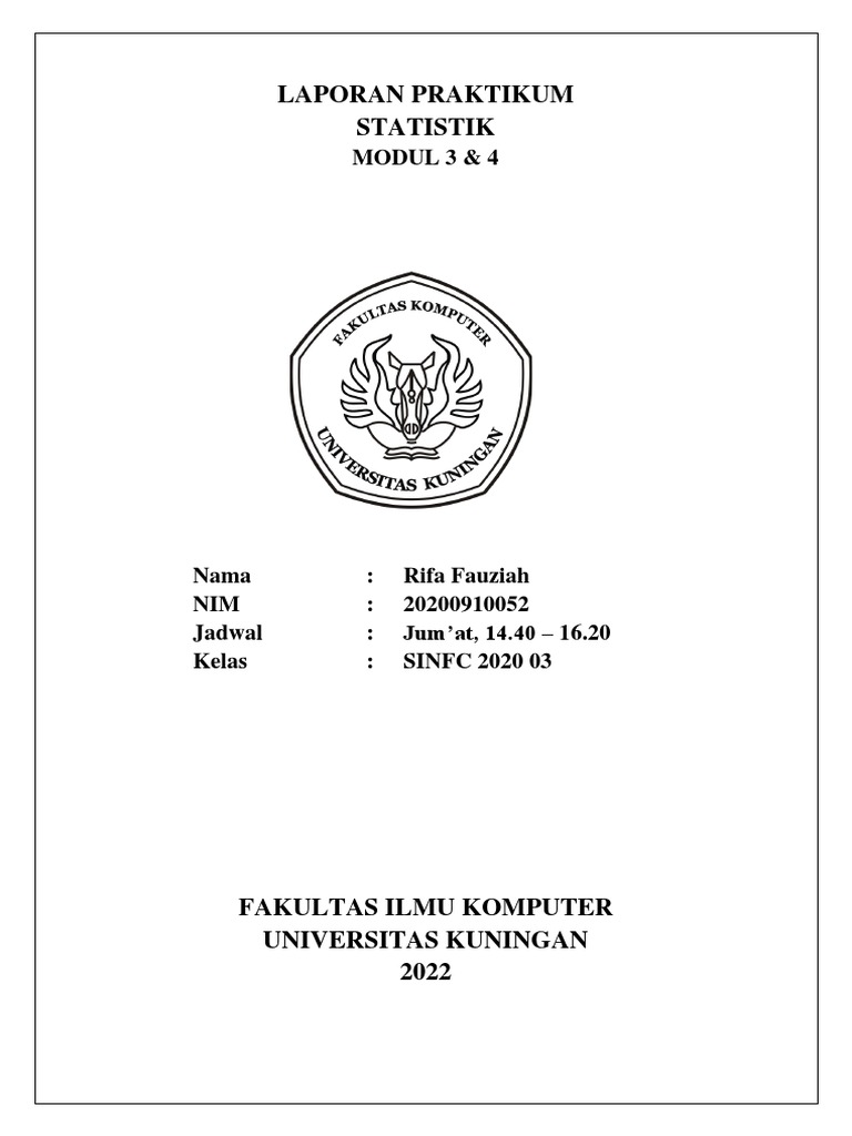 Laprak Modul 3 & 4 - Statistik - Rifa Fauziah | PDF | Bisnis