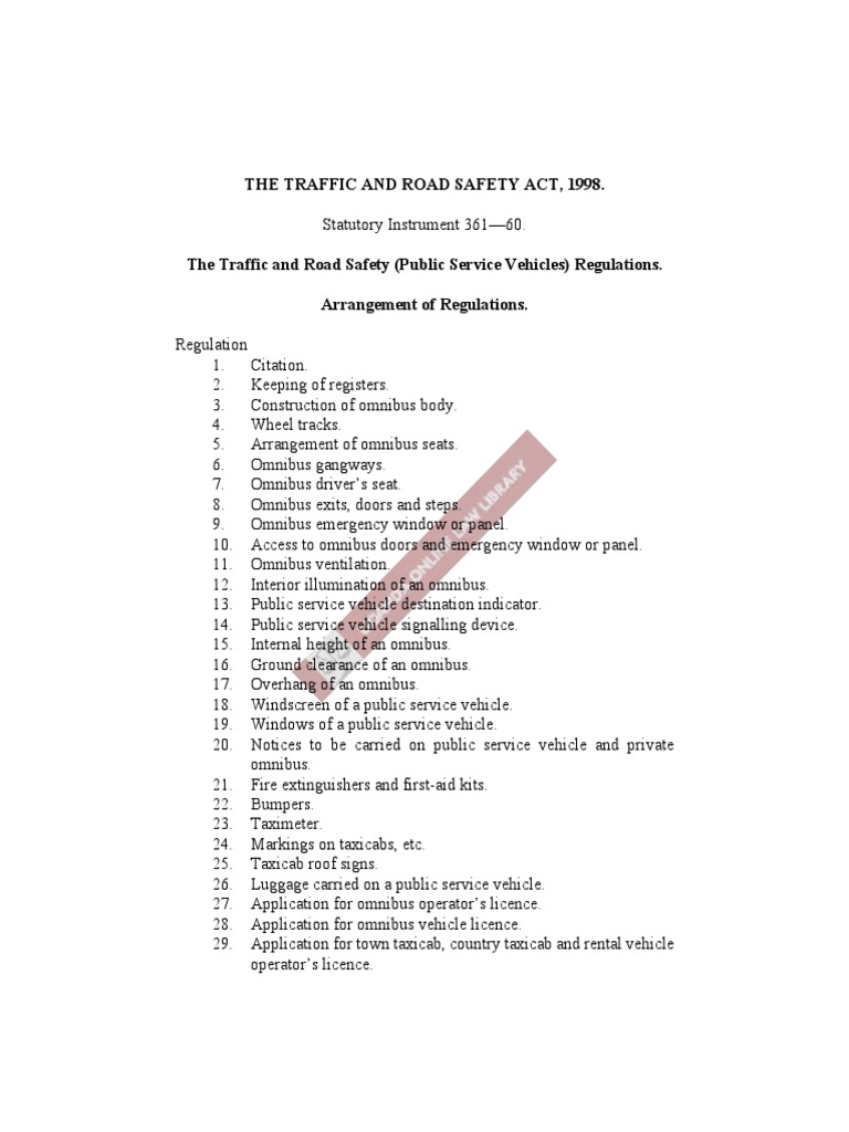 Public Service Regulations SI - 361 - 60 PDF | PDF | Bus | License