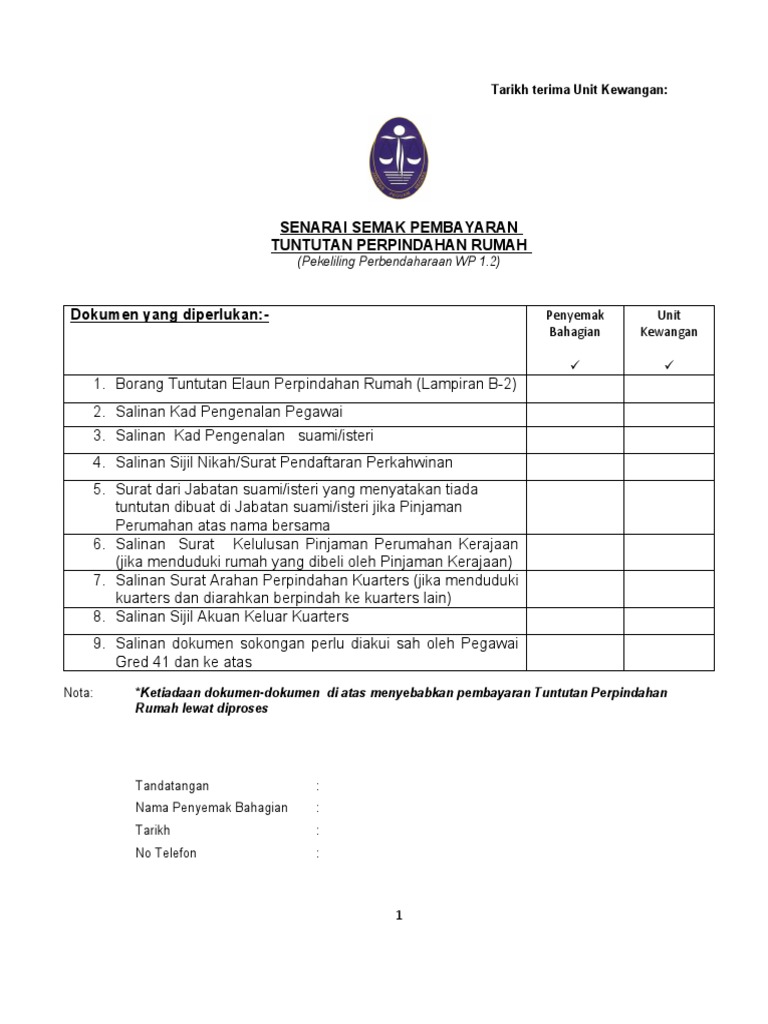 Tuntutan Elaun Perpindahan Rumah | PDF