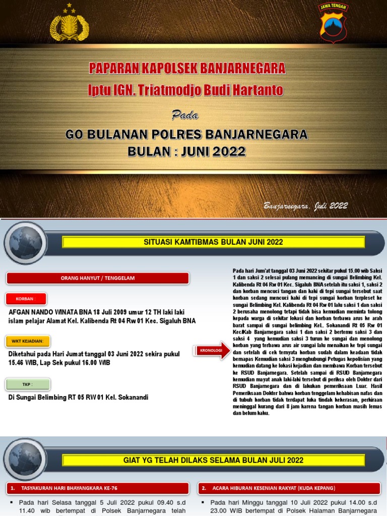 Paparan Kapolsek Anev Go Bulanan Juni 2022 | PDF