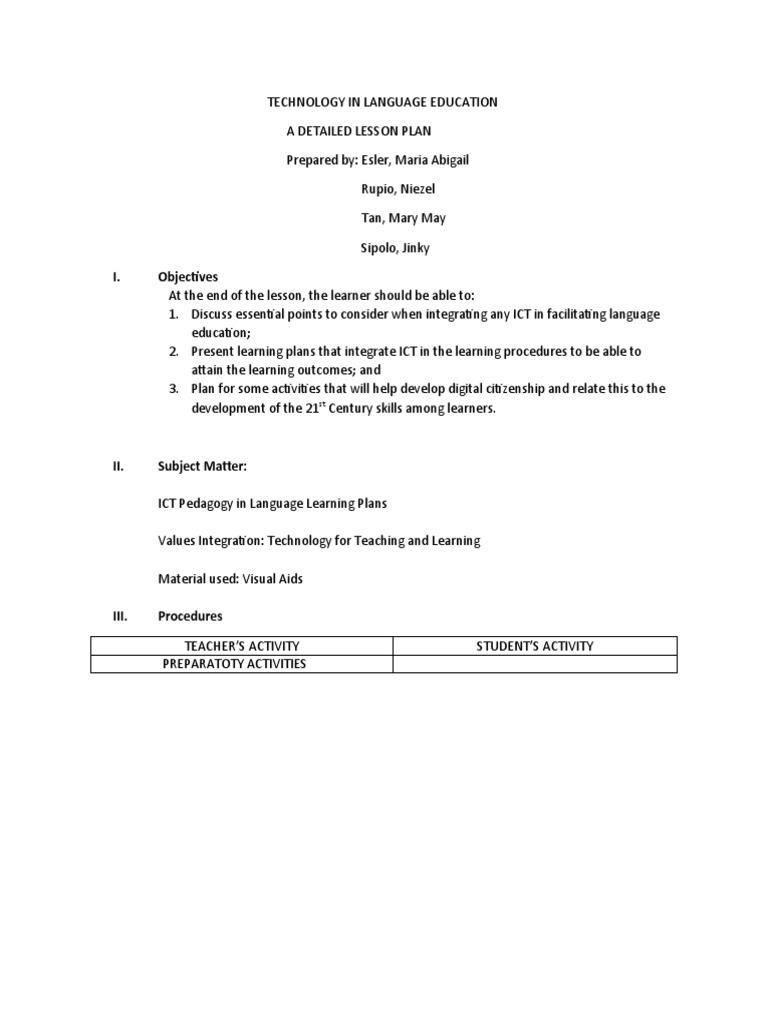 Detailed Lesson Plan E7 | Download Free PDF | Educational Technology | Teachers