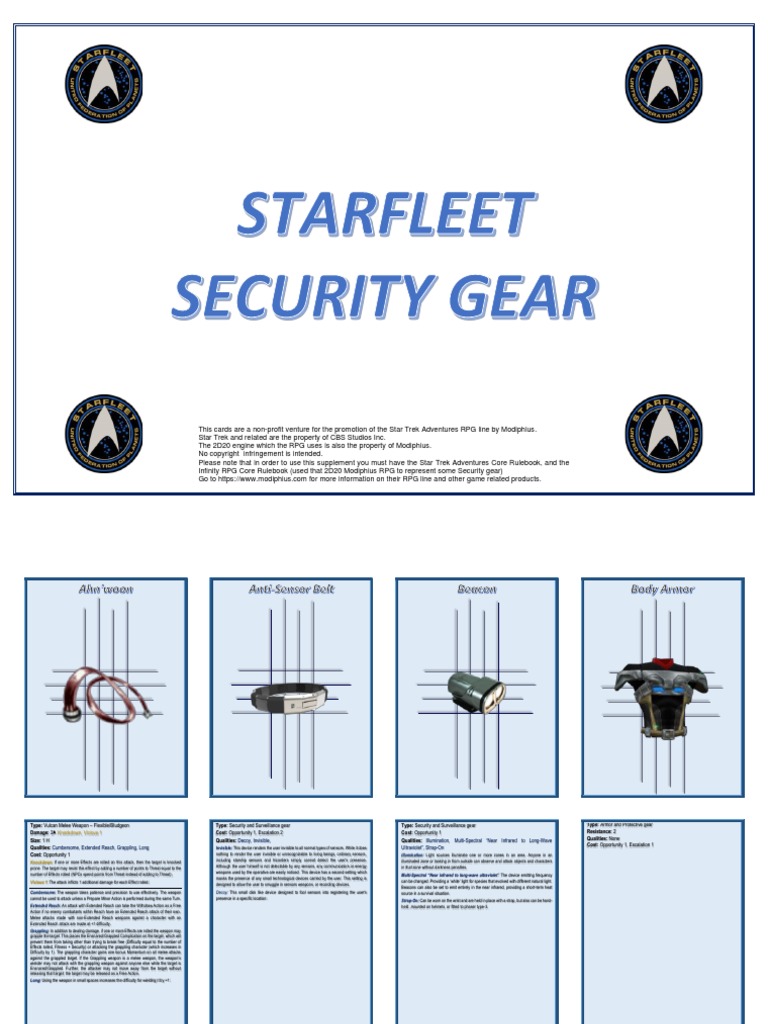 Starfleet Equipment Option Cards - Security Old Design (By Jean Jeori ...