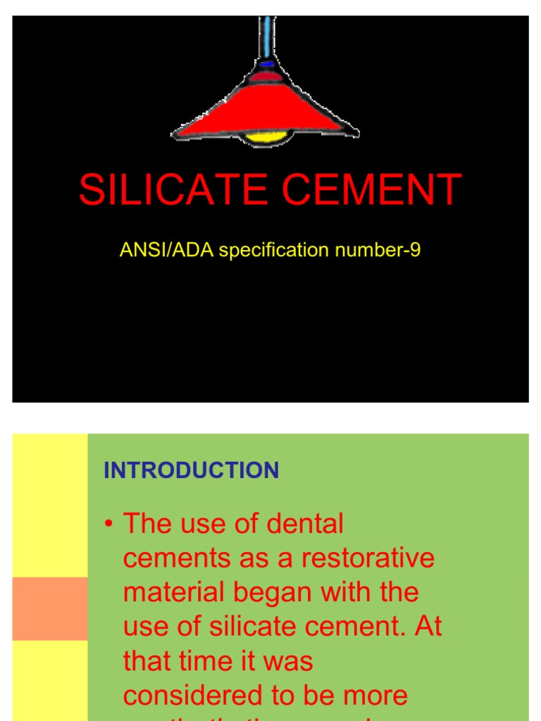 Silicate Cements in Dentistry Overview | PDF | Technology & Engineering