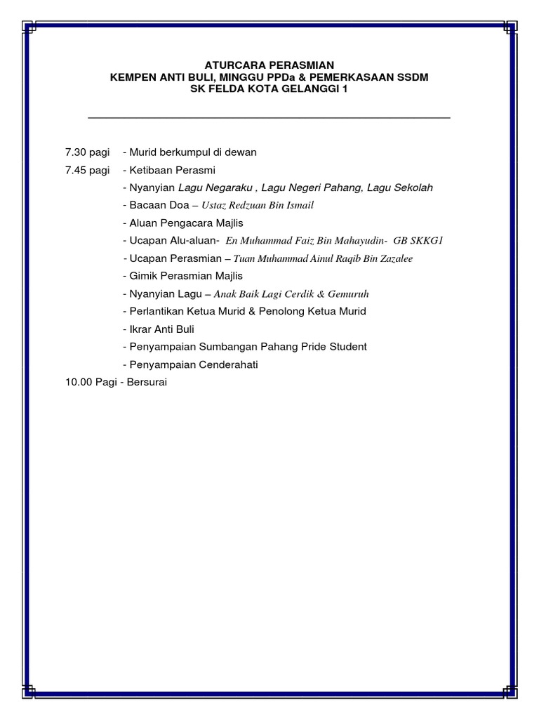 TENTATIF PROGRAM PELANCARAN .pdf | PDF