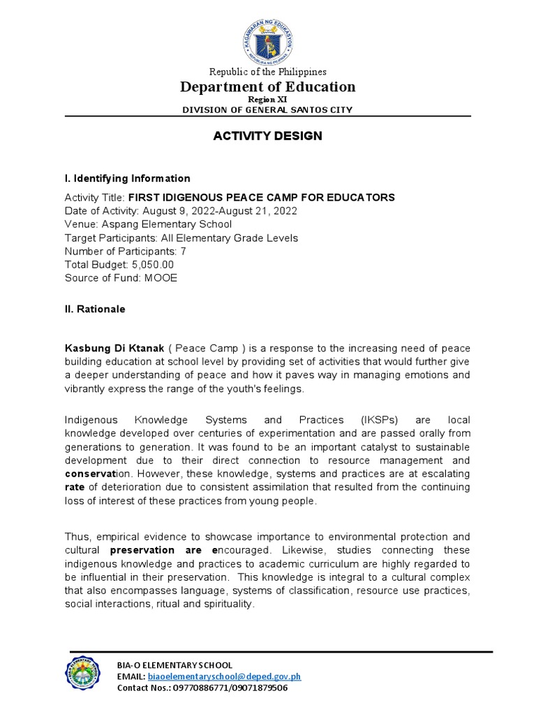 IP Camp Activity Design | PDF | Knowledge | Cognition