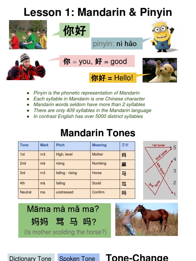 Lesson 01 - Greetings | PDF | Tone (Linguistics) | Mandarin Chinese