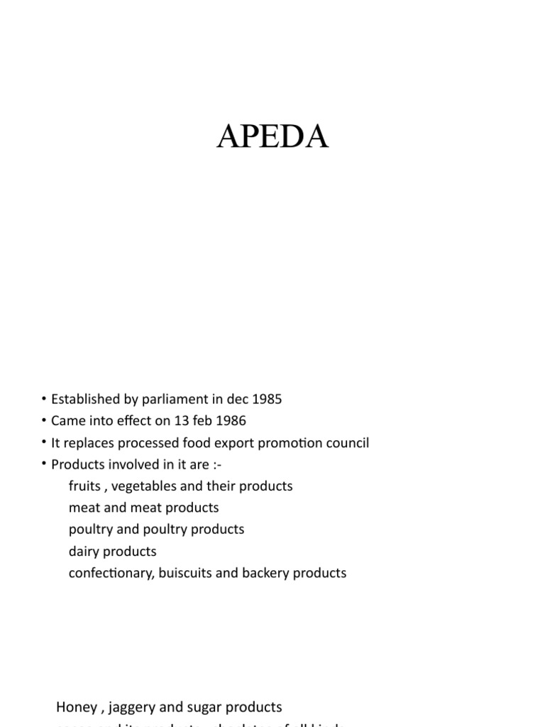 Apeda | PDF | Food And Drink | Food Industry
