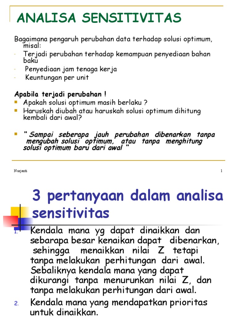 Analisa Sensitivitas | PDF
