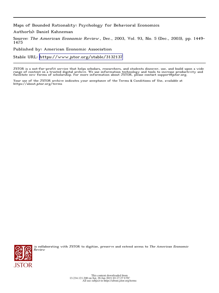 Maps of Bounded Rationality - Psychology For Behavioral Economics | PDF ... Maps of Bounded Rationality - Psychology For Behavioral Economics | PDF ...