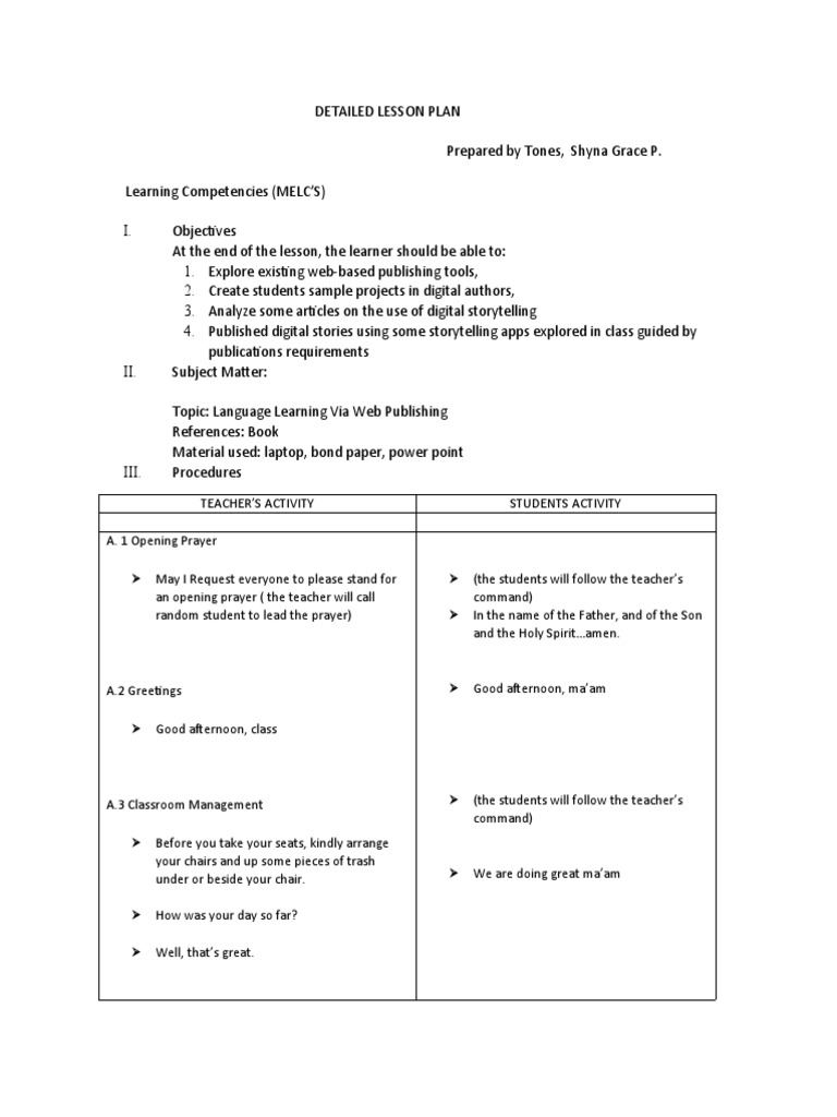 Tones Detailed Lesson Plan | PDF | Teachers | Storytelling