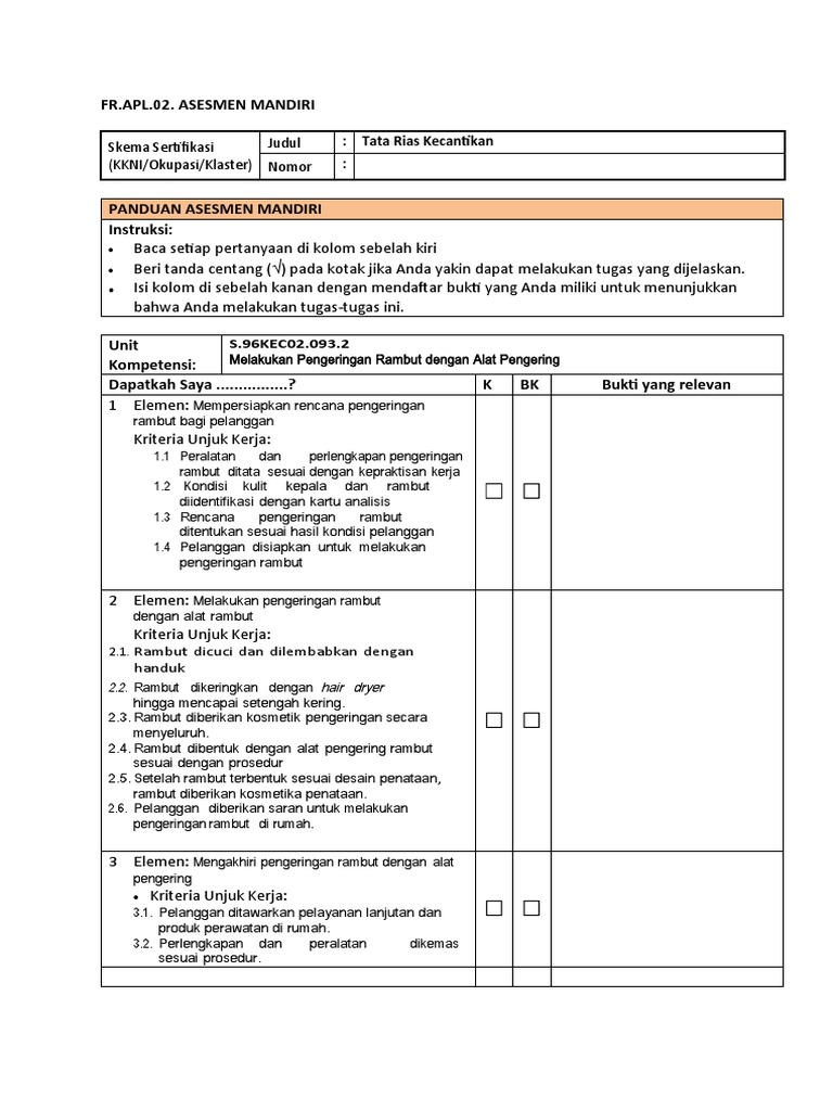 FR - APL.02. ASESMEN MANDIRI Fix | PDF