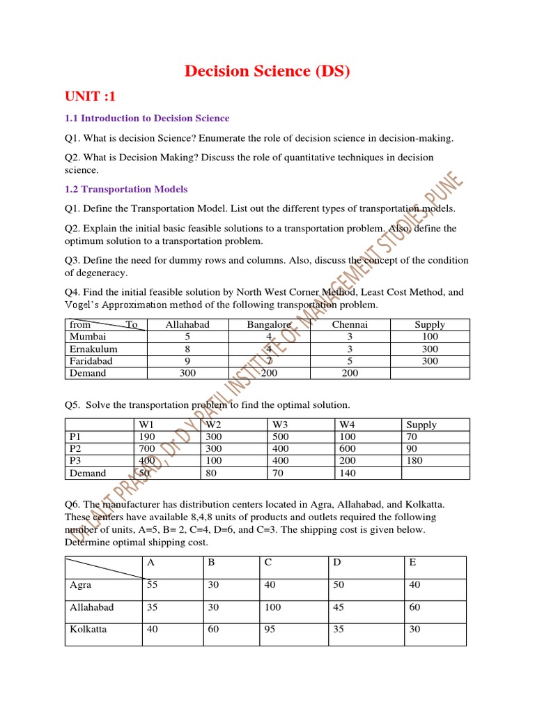 Decision Science - Questions | PDF | Mathematical Optimization | Poisson Distribution