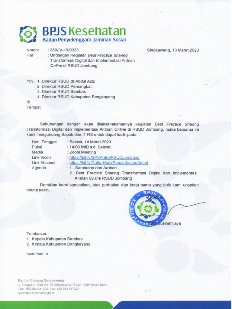 Surat Undangan BPS Antrian Online PDF | PDF