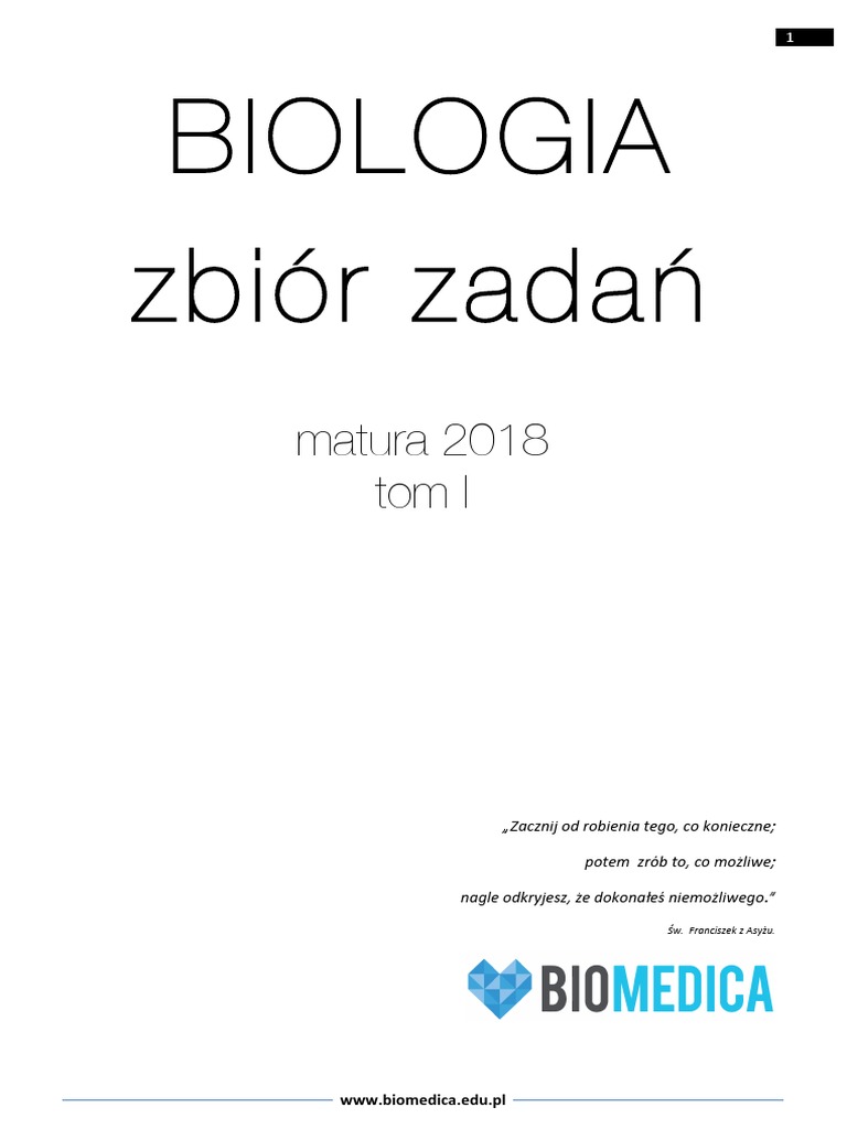 BIOLOGIA Zbior Zadan Matura 2018 Tom 1 DEMO PDF | PDF