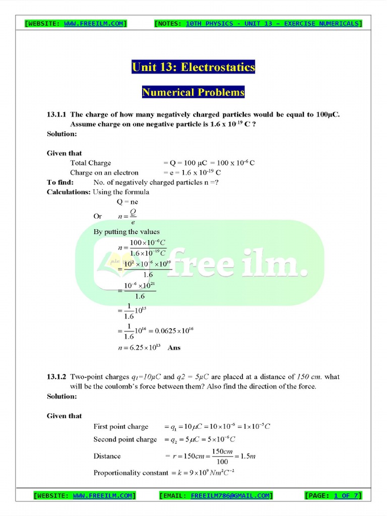 10th Phy CH 13 Numericals Easy | PDF
