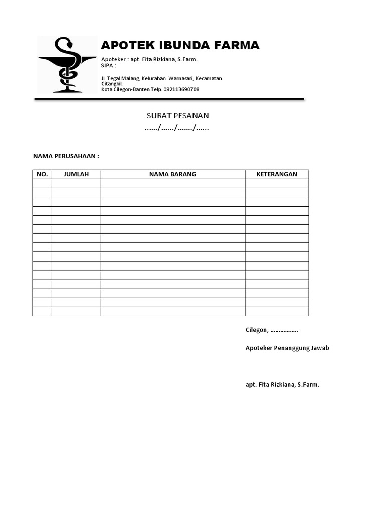 Design Surat Pesanan Apotek Pdf
