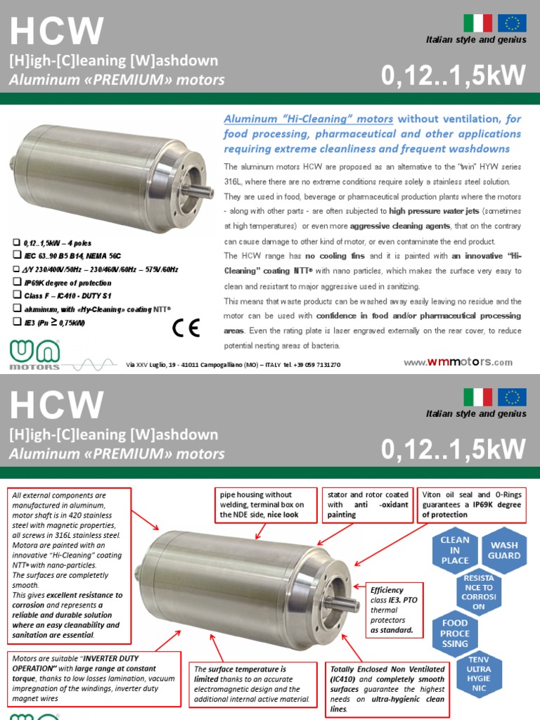 Hygienic Motors for Food & Pharma | PDF | Electric Motor | Physical ...