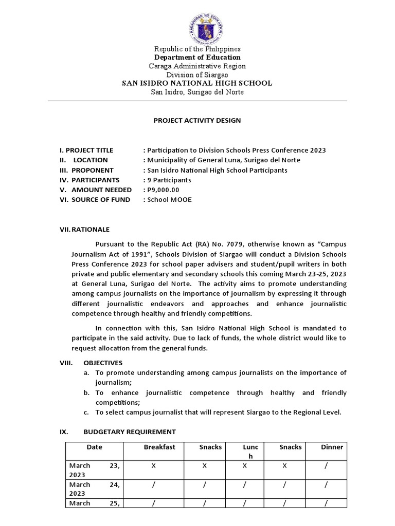 Activity Design DSPC | PDF | Philippines