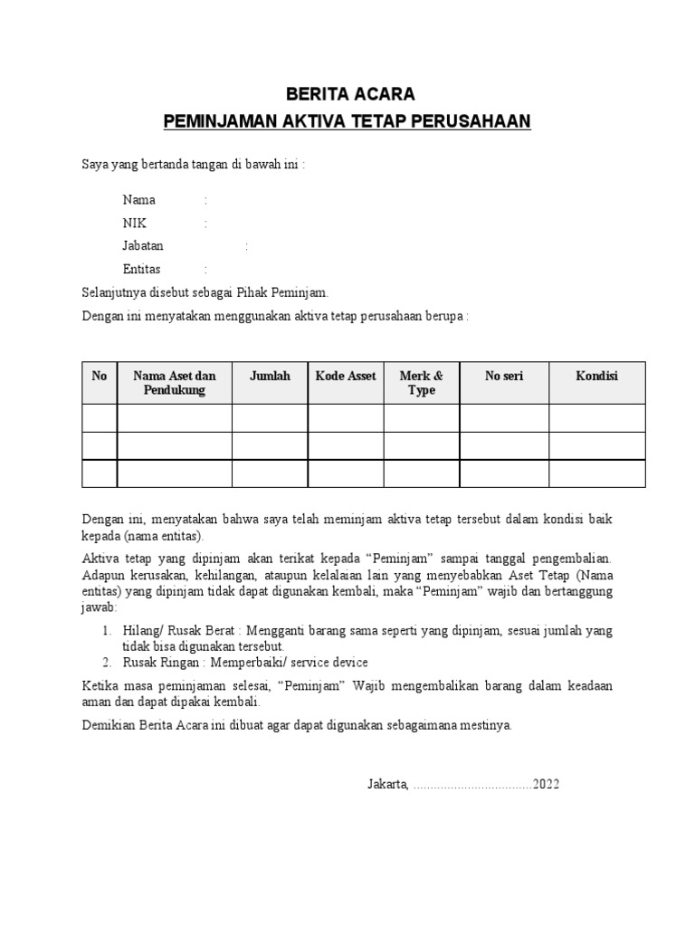 Ba Peminjaman Aktiva Tetap | PDF