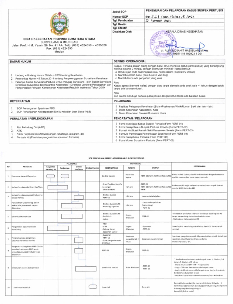 Sop Surveilans Pertusis PDF | PDF
