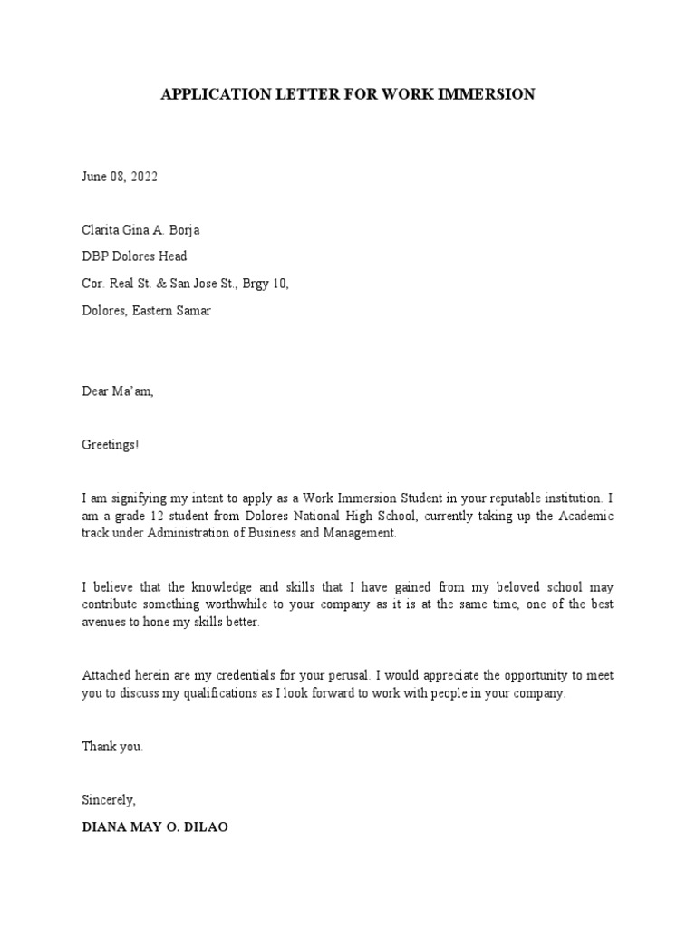 Application Letter | PDF