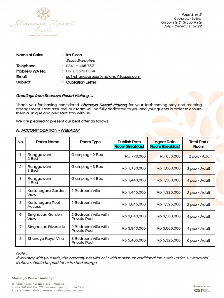 Quotation Agent Rate 2022 PDF | PDF