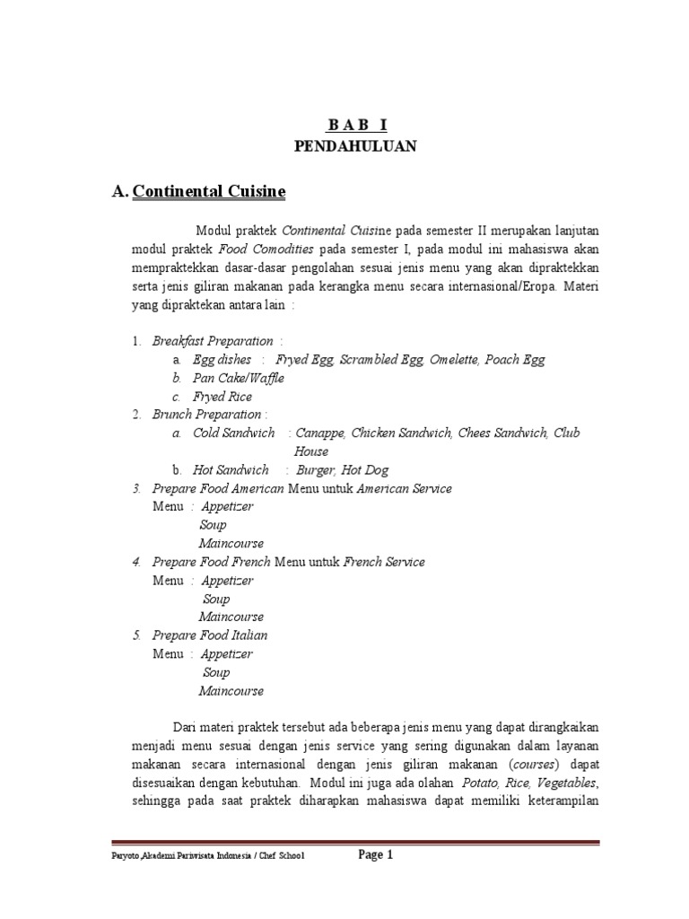Modul Continental Chef School..2014. | PDF | Kesehatan Holistik