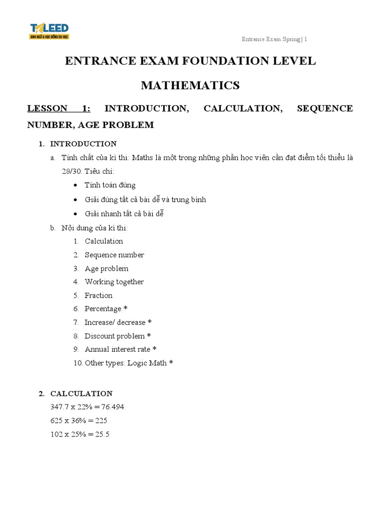 EE Mathematics Lesson 1 Sequence Number & Age Problem | PDF ...