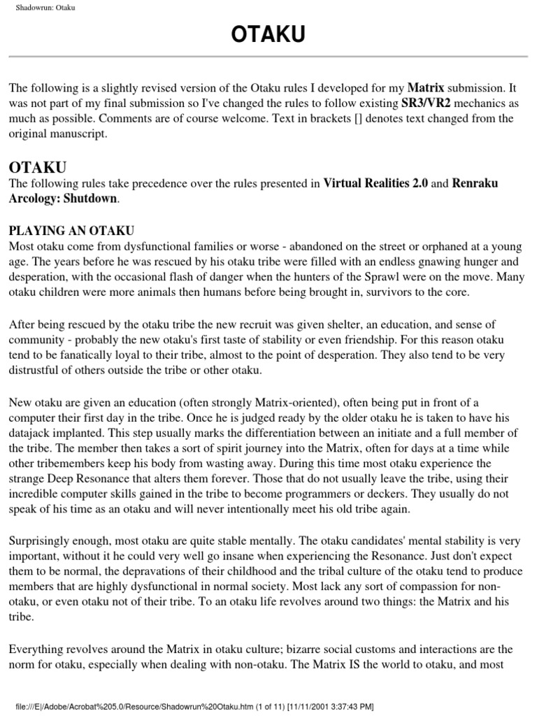 Shadowrun 3e - Otaku | PDF
