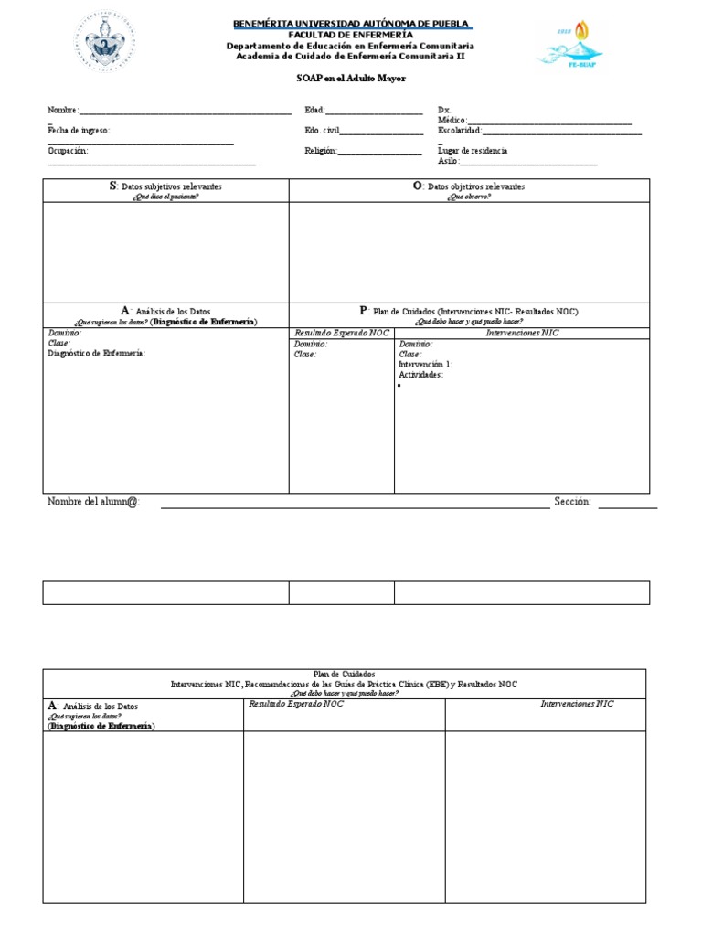 Formato Soap 2019 | PDF | Enfermería | Programas sociales Formato Soap 2019 | PDF | Enfermería | Programas sociales