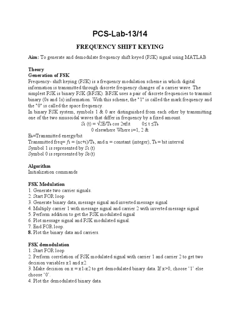 PCS Lab-13-14 | PDF | Modulation | Data Transmission