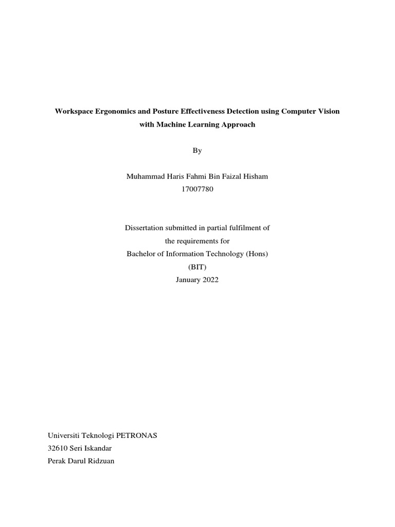 Workspace Ergonomics and Posture Effectiveness Detection Using Computer Vision With Machine ...