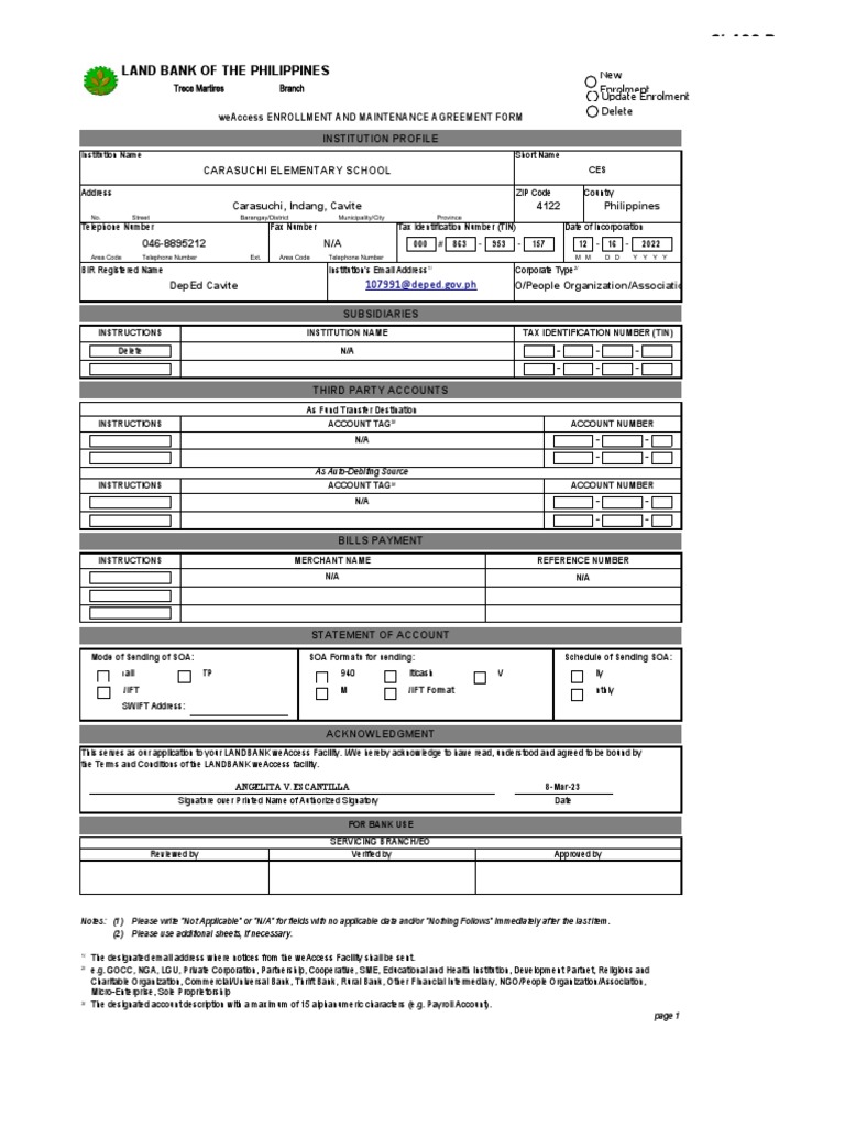 Weaccess Enrollment and Maintenance Agreement Form - 2022 11042022 ...