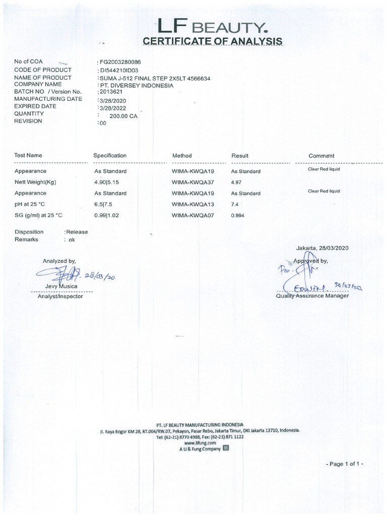 Suma J-512 5L 2013621 Coa | PDF