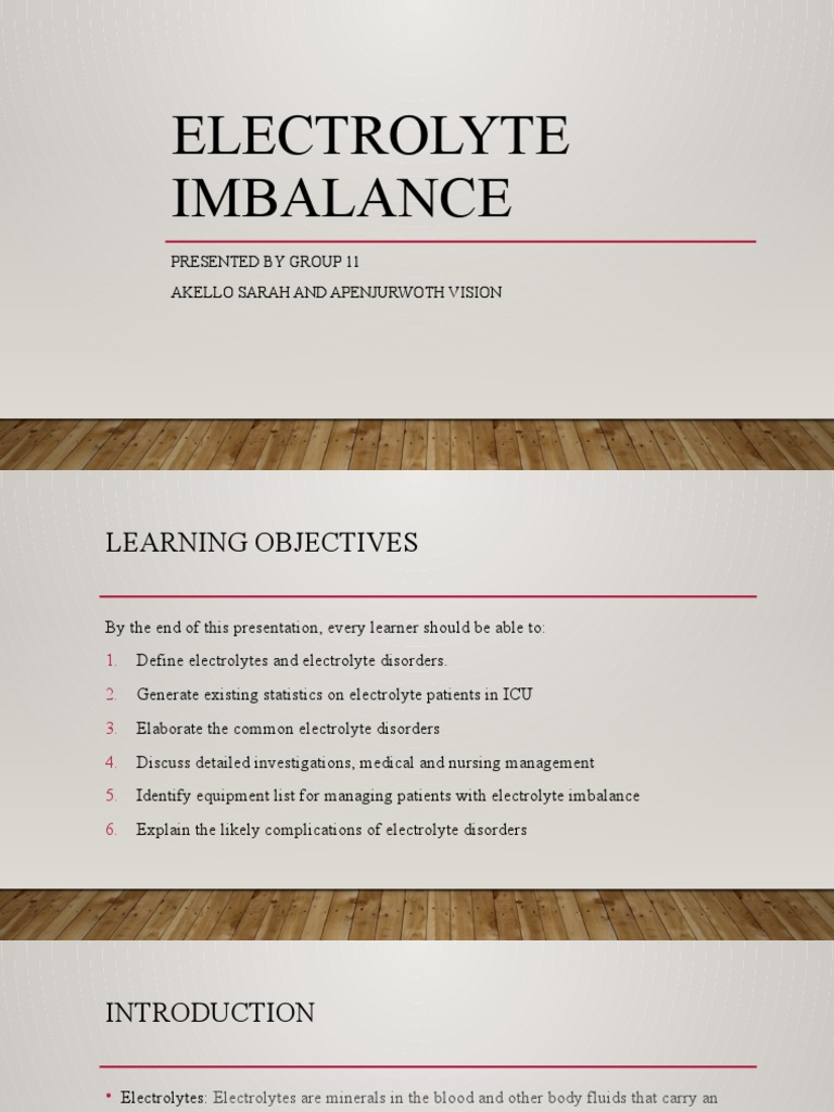 Understanding Electrolyte Imbalance Disorders | PDF | Electrolyte ...