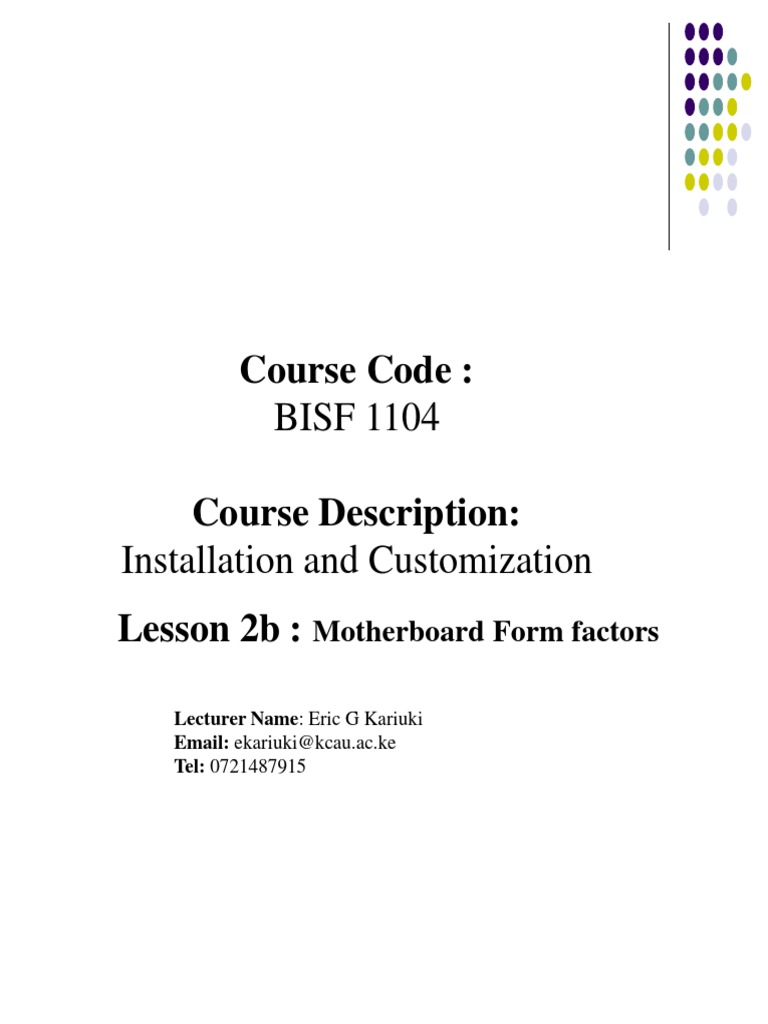 Topic 2b Motherboard Form Factors Pdf Personal Computers Personal