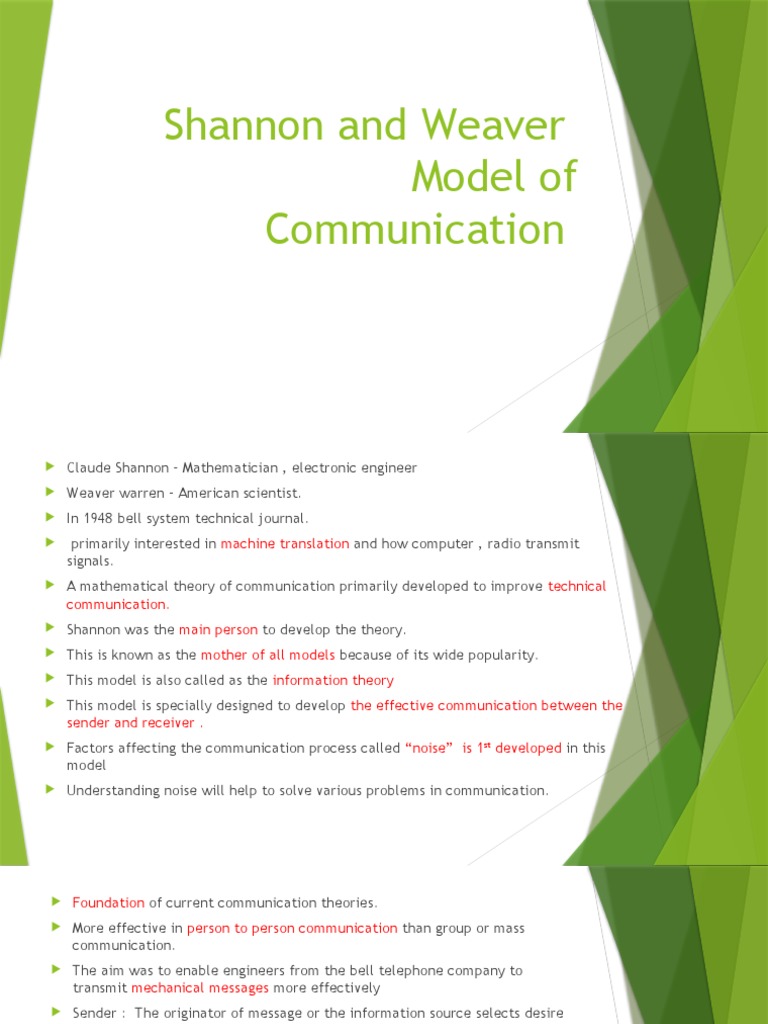 Shannon-Weaver Communication Model Explained | PDF | Communication ...