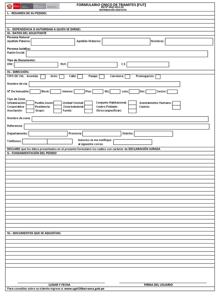 Formulario Único de Tramites | PDF