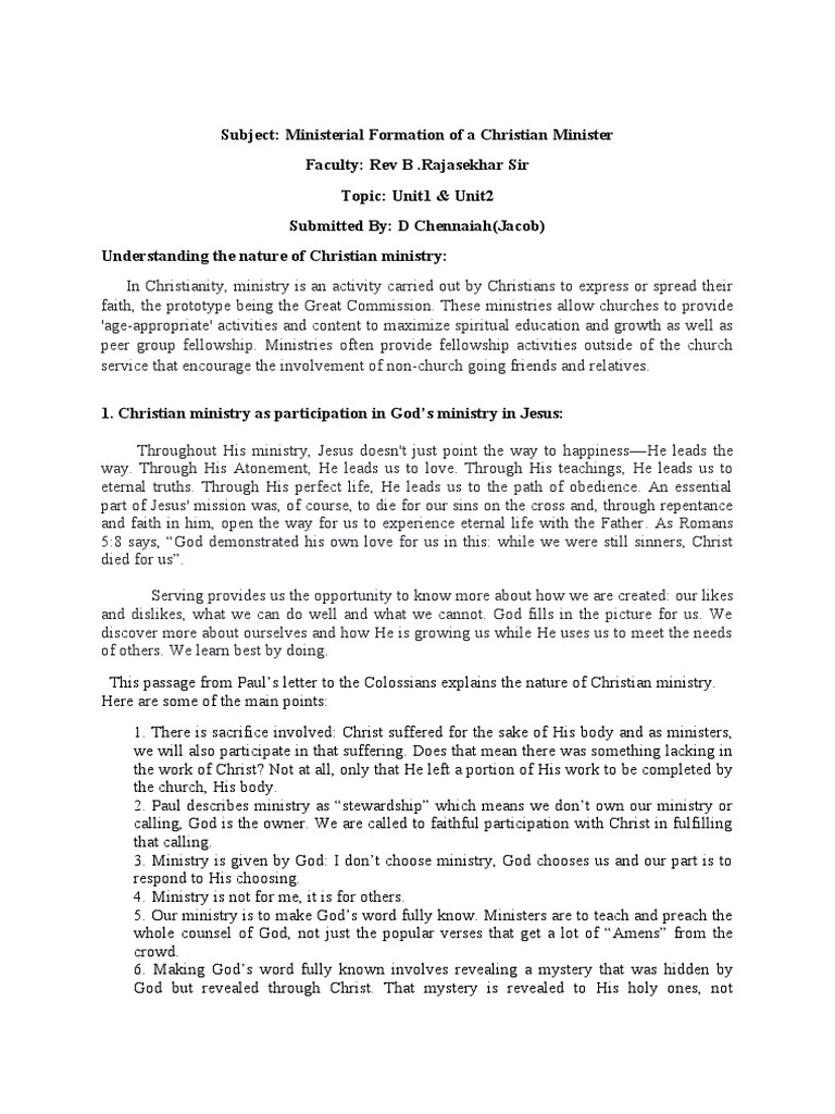 Christain Ministry | PDF | Jesus | Systematic Theology