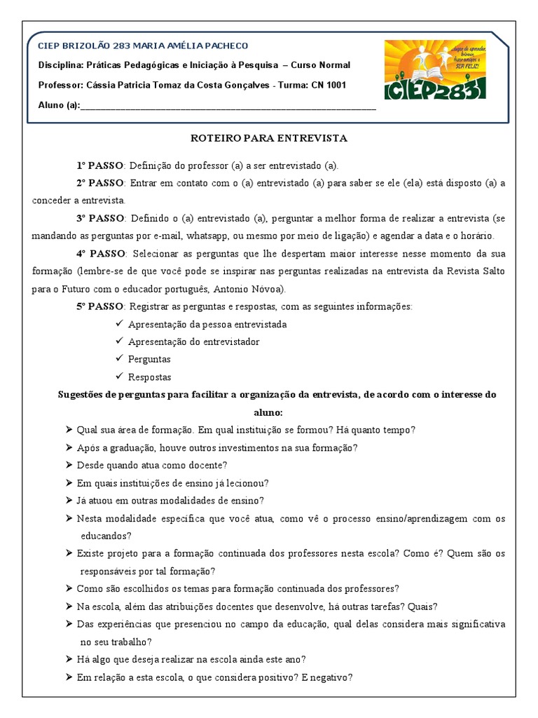Roteiro para Entrevista | PDF