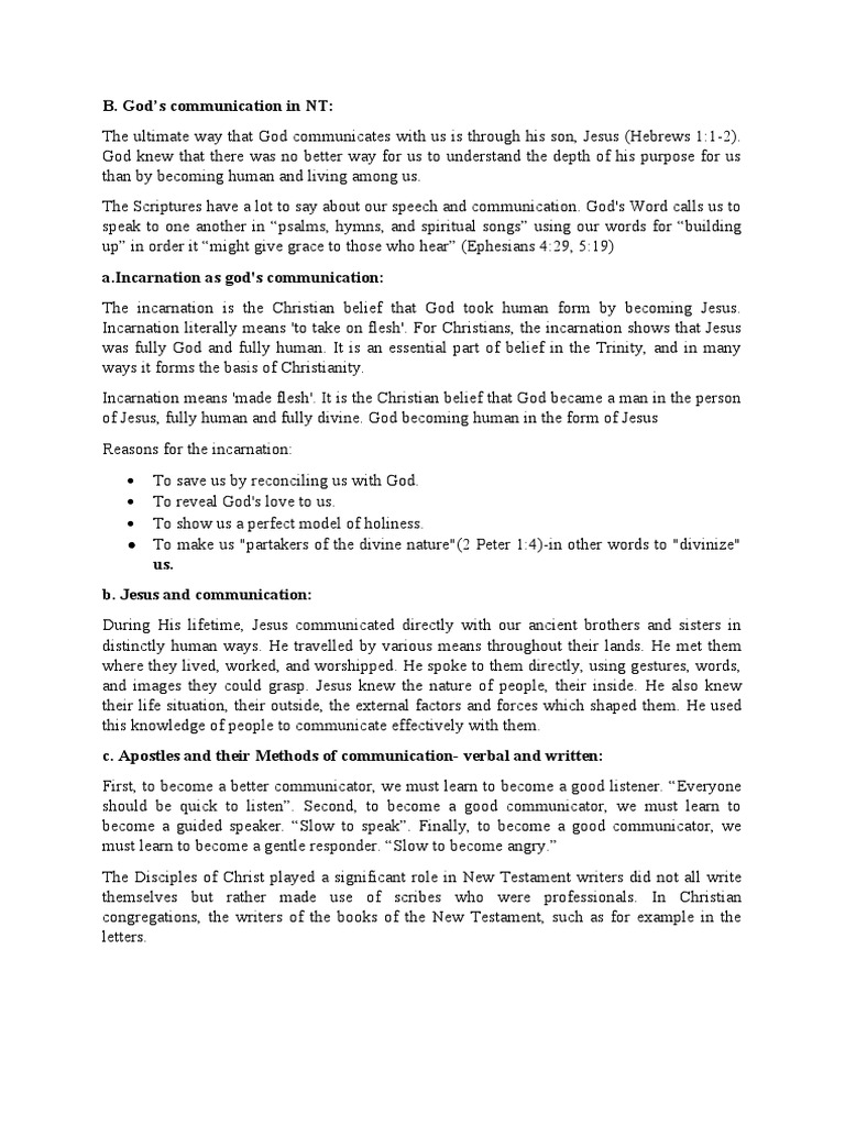 Communication | PDF | Incarnation (Christianity) | Jesus